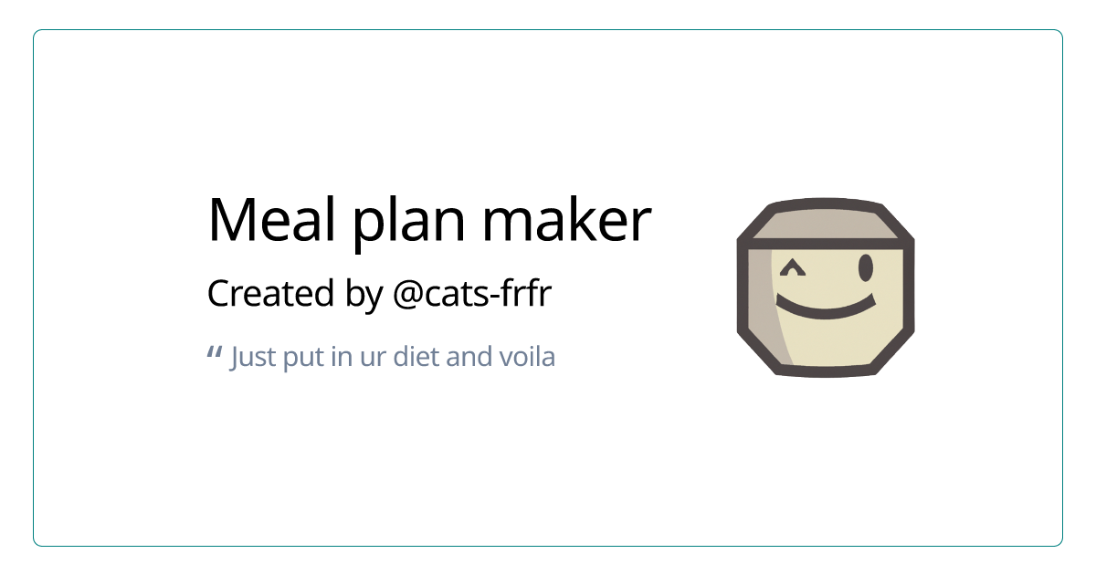 Meal plan maker