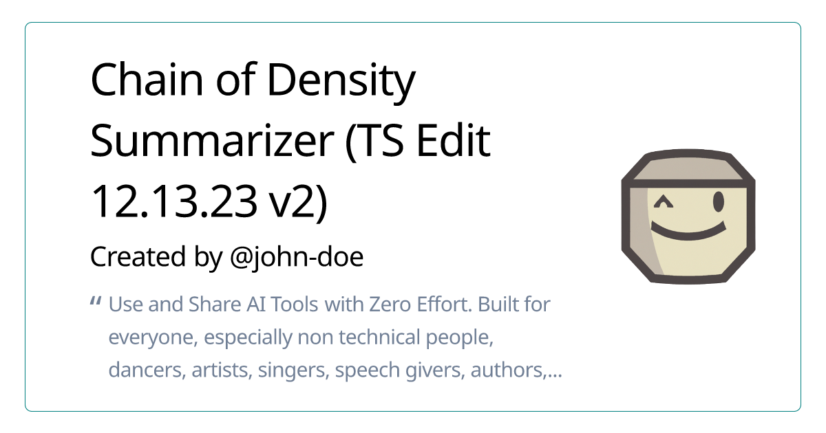 Chain of Density Summarizer (TS Edit 12.13.23 v2)