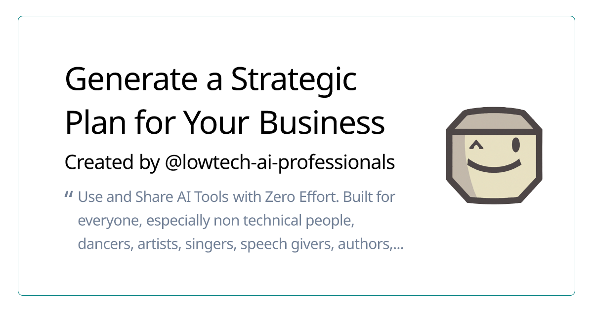 Generate a Strategic Plan for Your Business