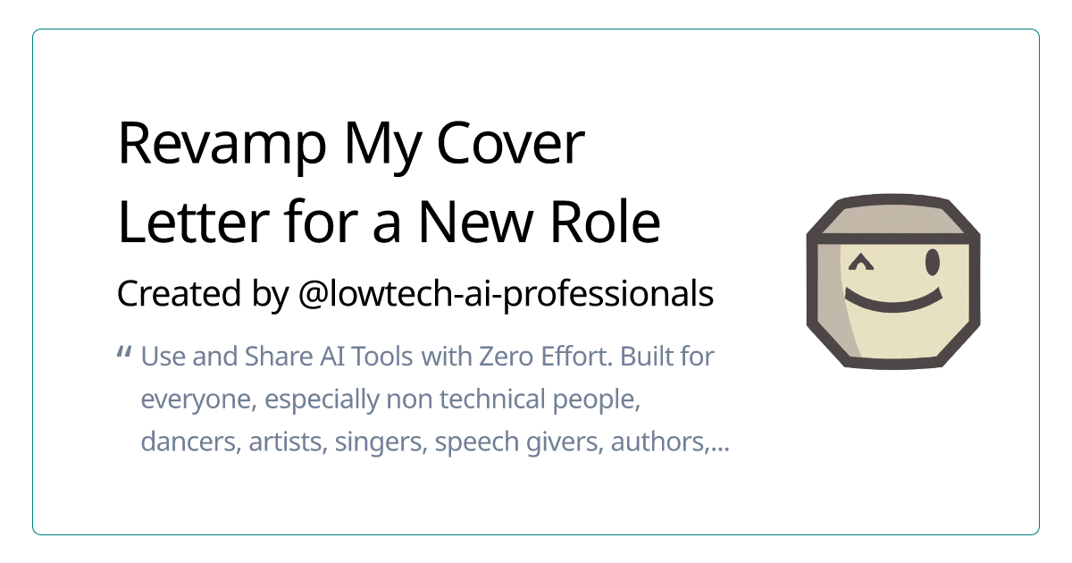 Revamp My Cover Letter for a New Role