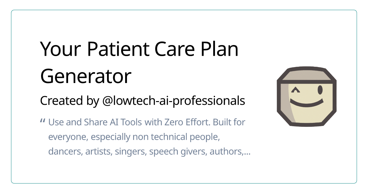 Your Patient Care Plan Generator