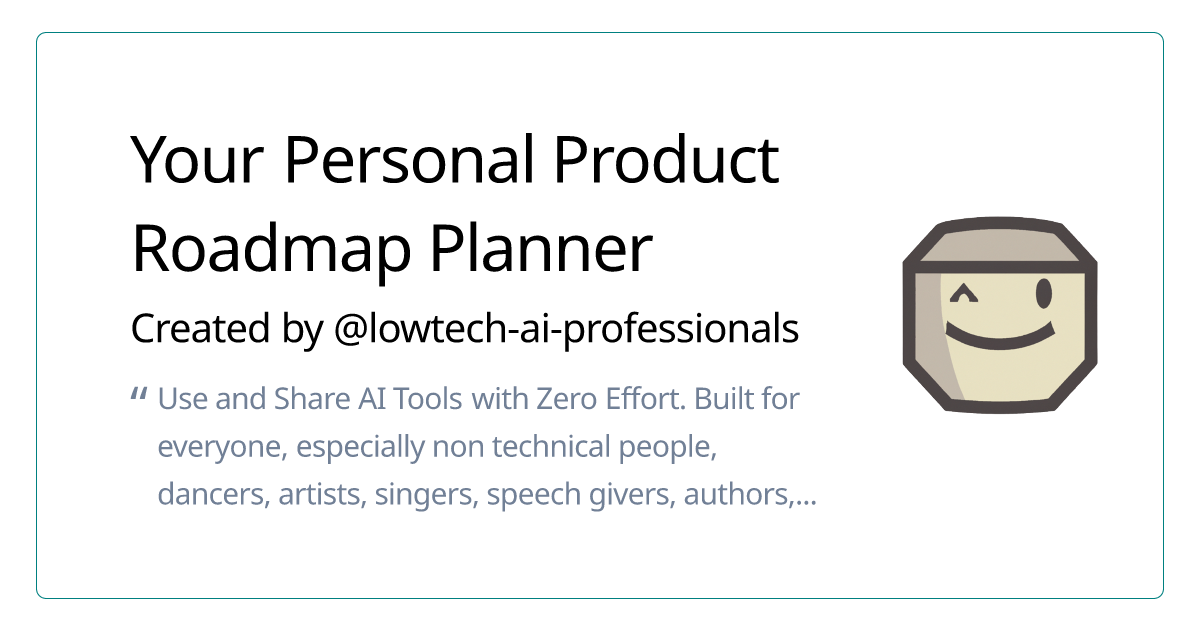 Your Personal Product Roadmap Planner