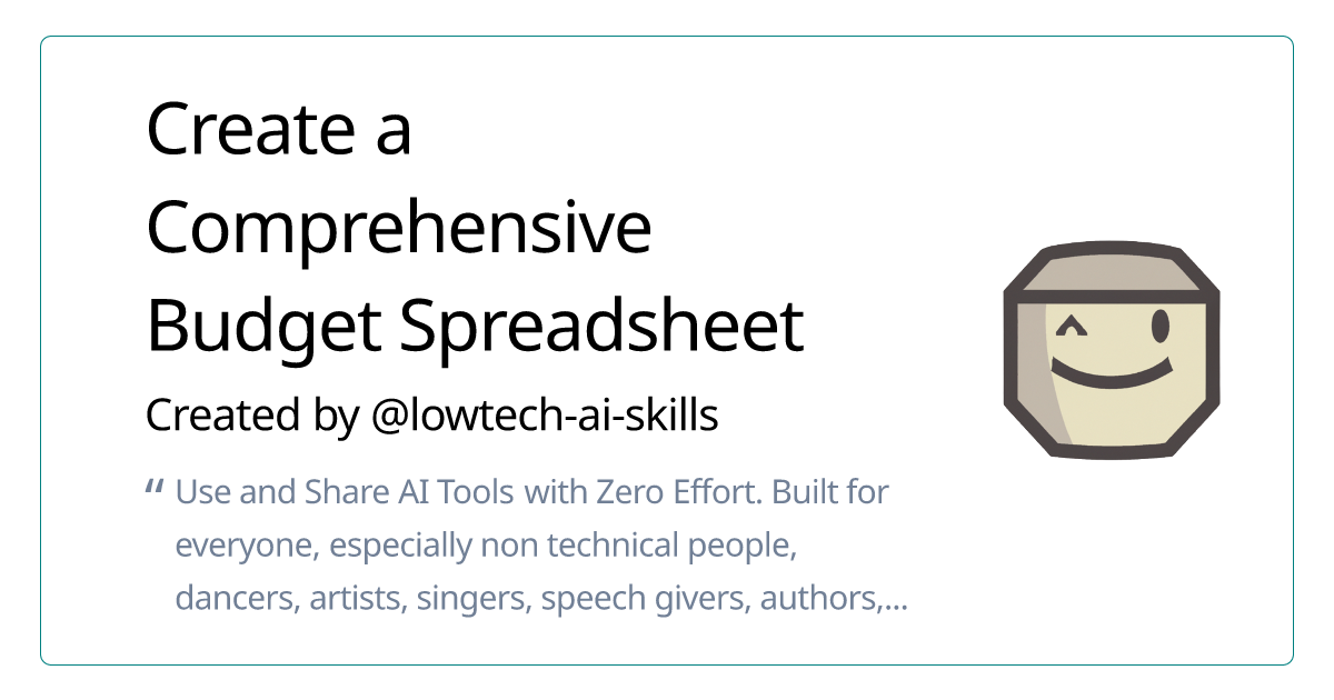 Create a Comprehensive Budget Spreadsheet