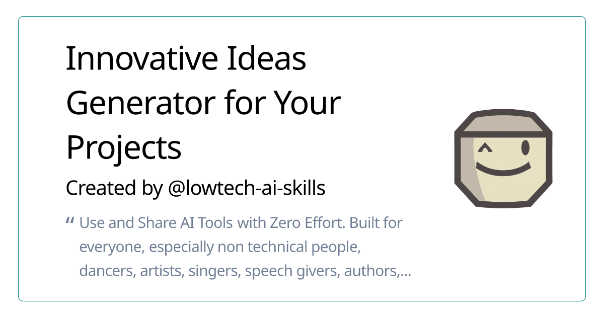Innovative Ideas Generator for Your Projects
