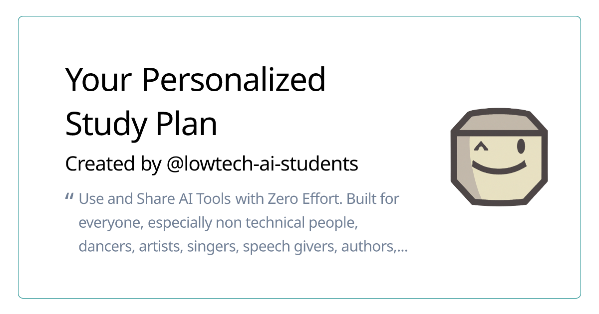 Your Personalized Study Plan