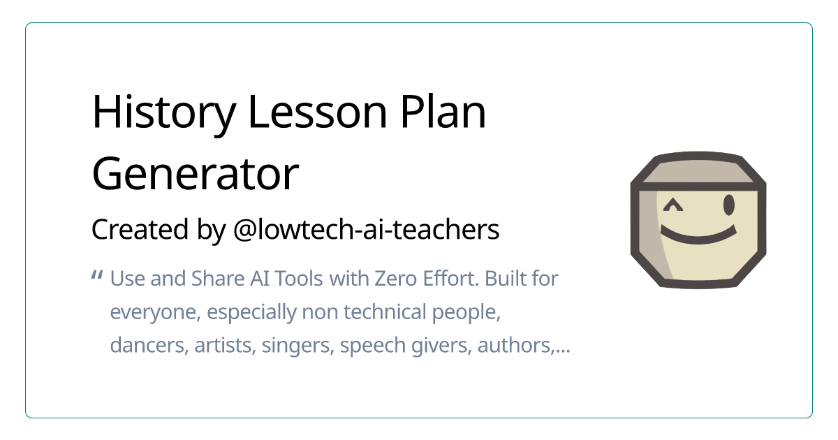 History Lesson Plan Generator