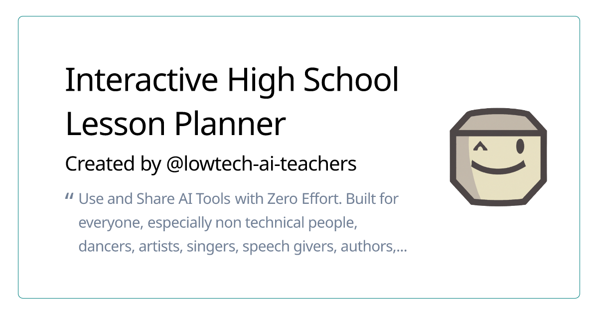 Interactive High School Lesson Planner