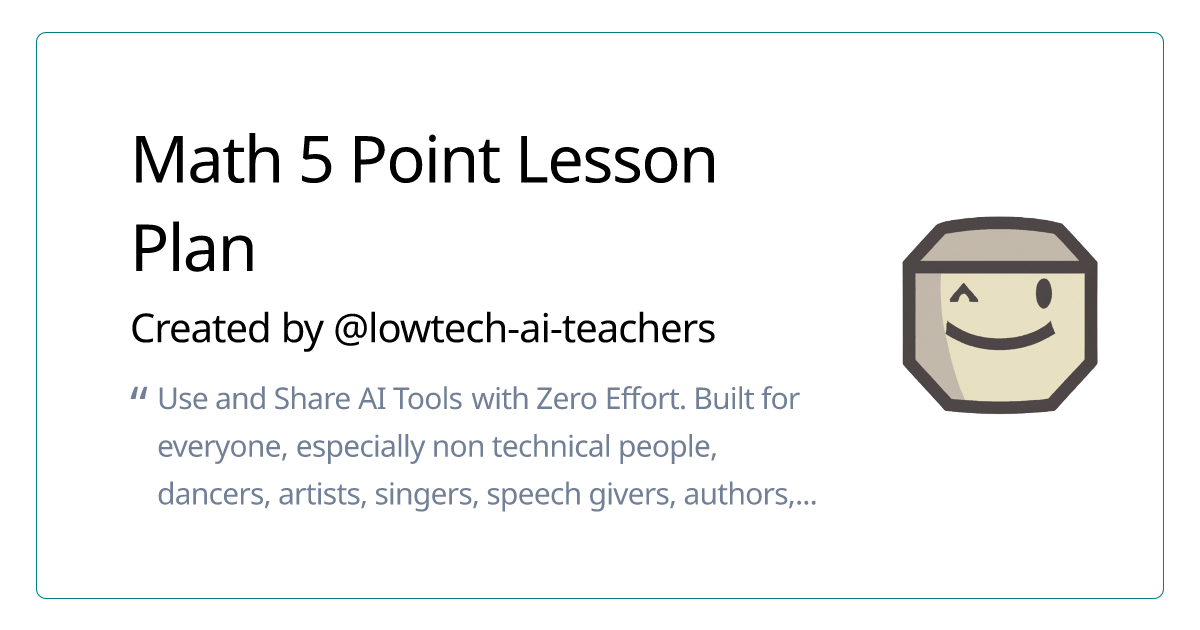 Math 5 Point Lesson Plan