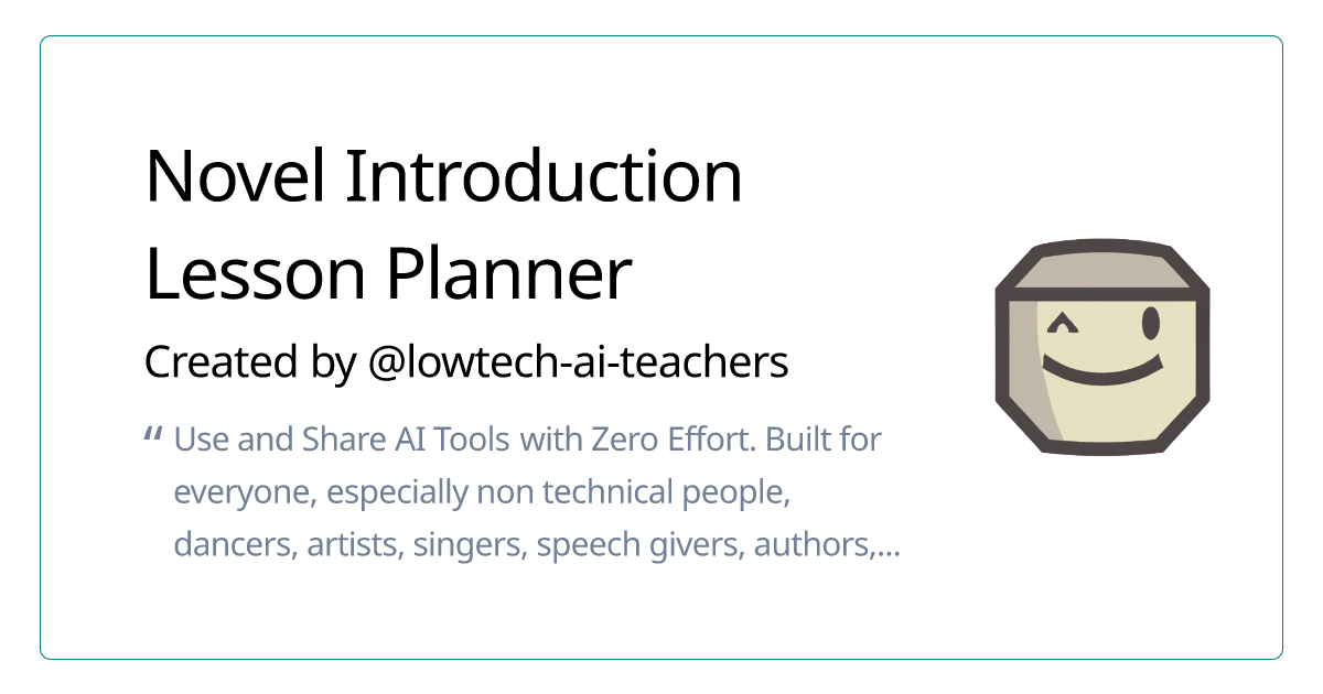 Novel Introduction Lesson Planner