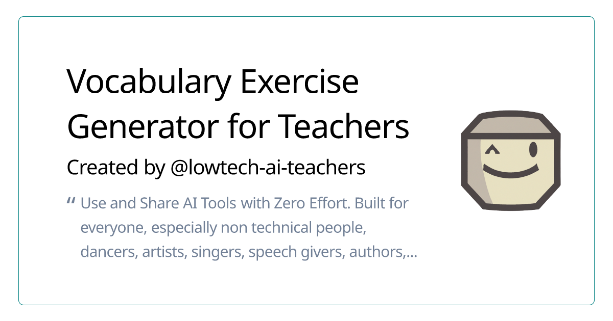 Vocabulary Exercise Generator for Teachers