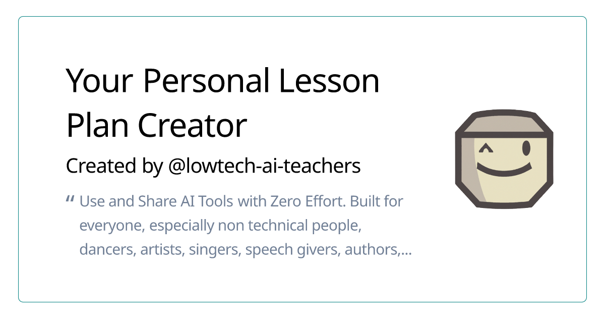 Your Personal Lesson Plan Creator