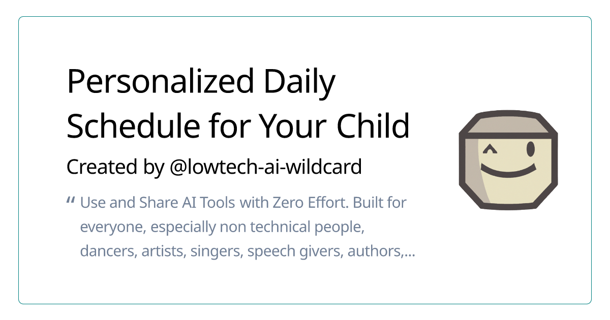 Personalized Daily Schedule for Your Child