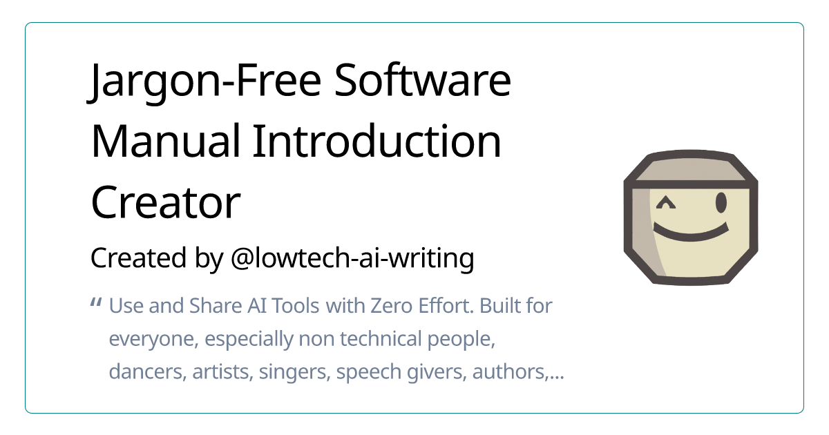 Jargon-Free Software Manual Introduction Creator