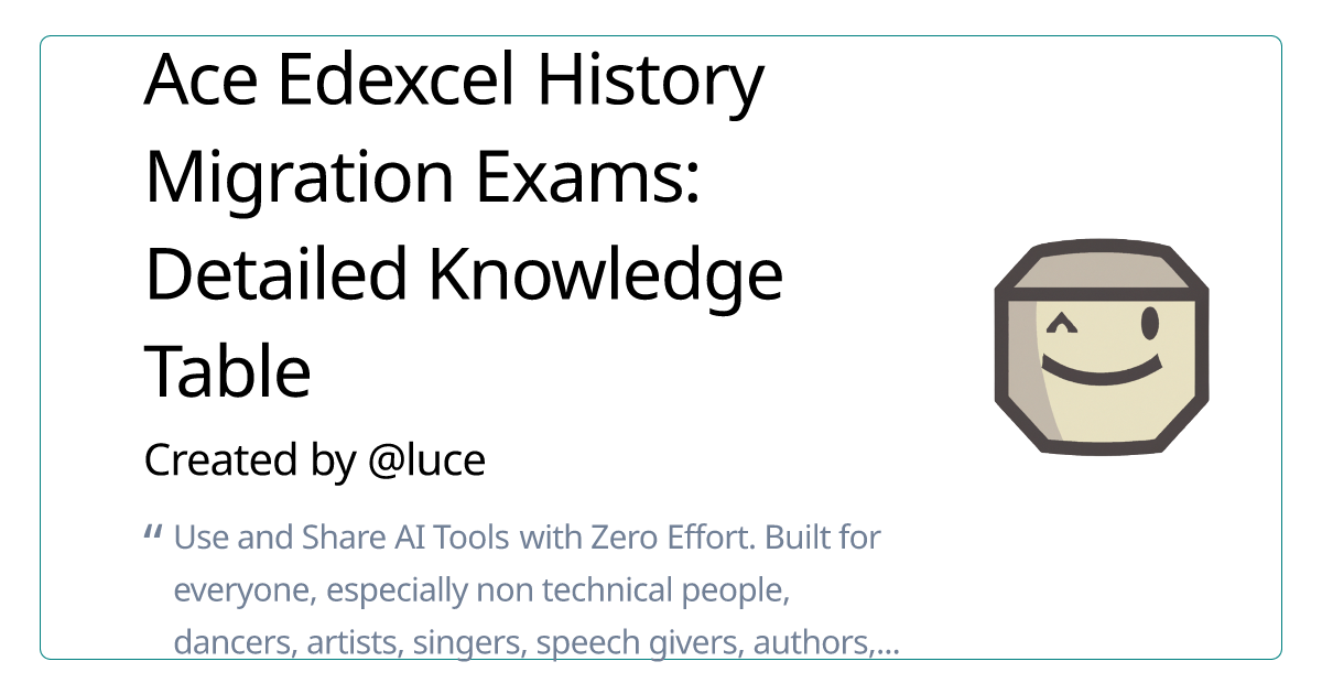 Ace Edexcel History Migration Exams: Detailed Knowledge Table