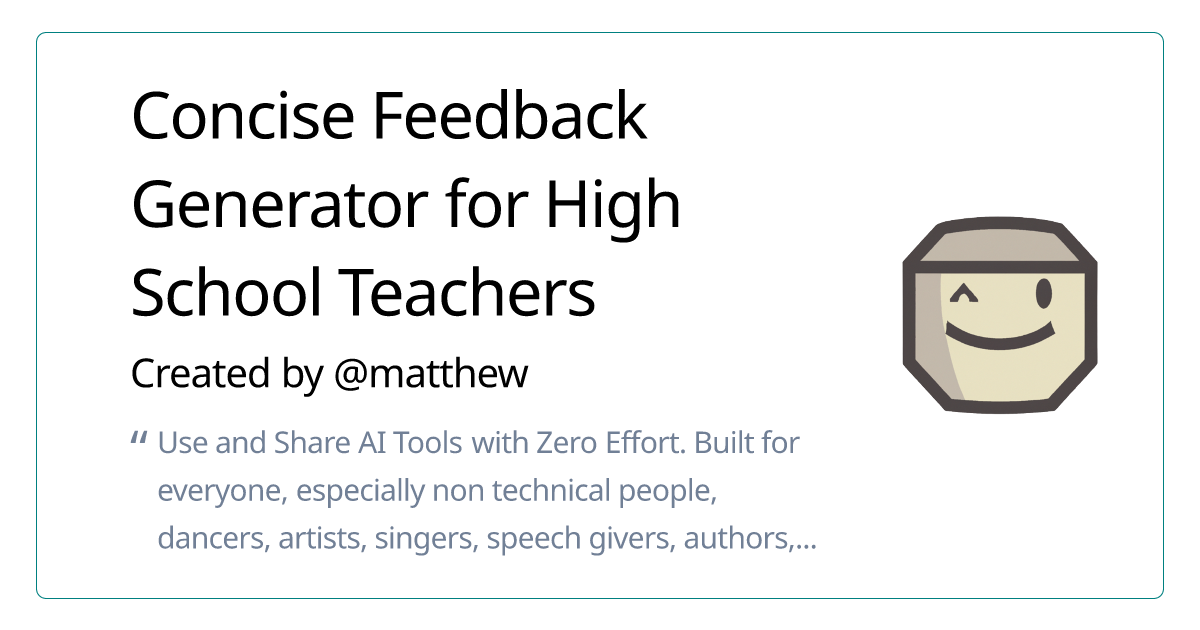 Concise Feedback Generator for High School Teachers
