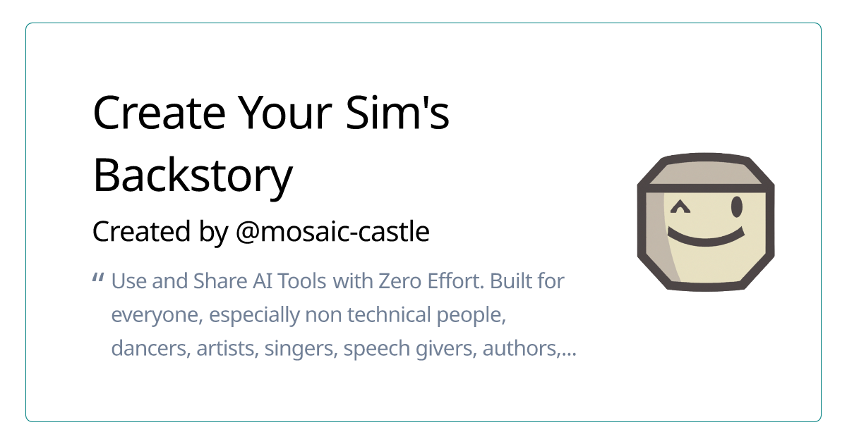 Create Your Sim's Backstory