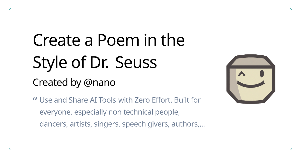 Create a Poem in the Style of Dr. Seuss