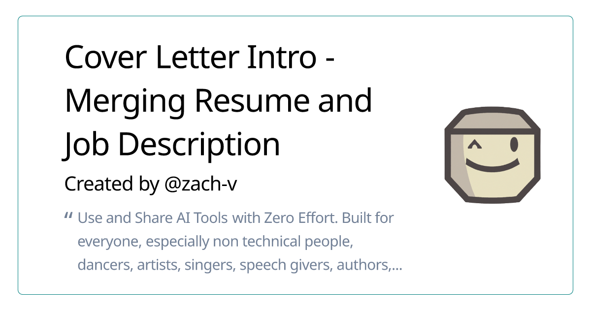 Cover Letter Intro - Merging Resume and Job Description